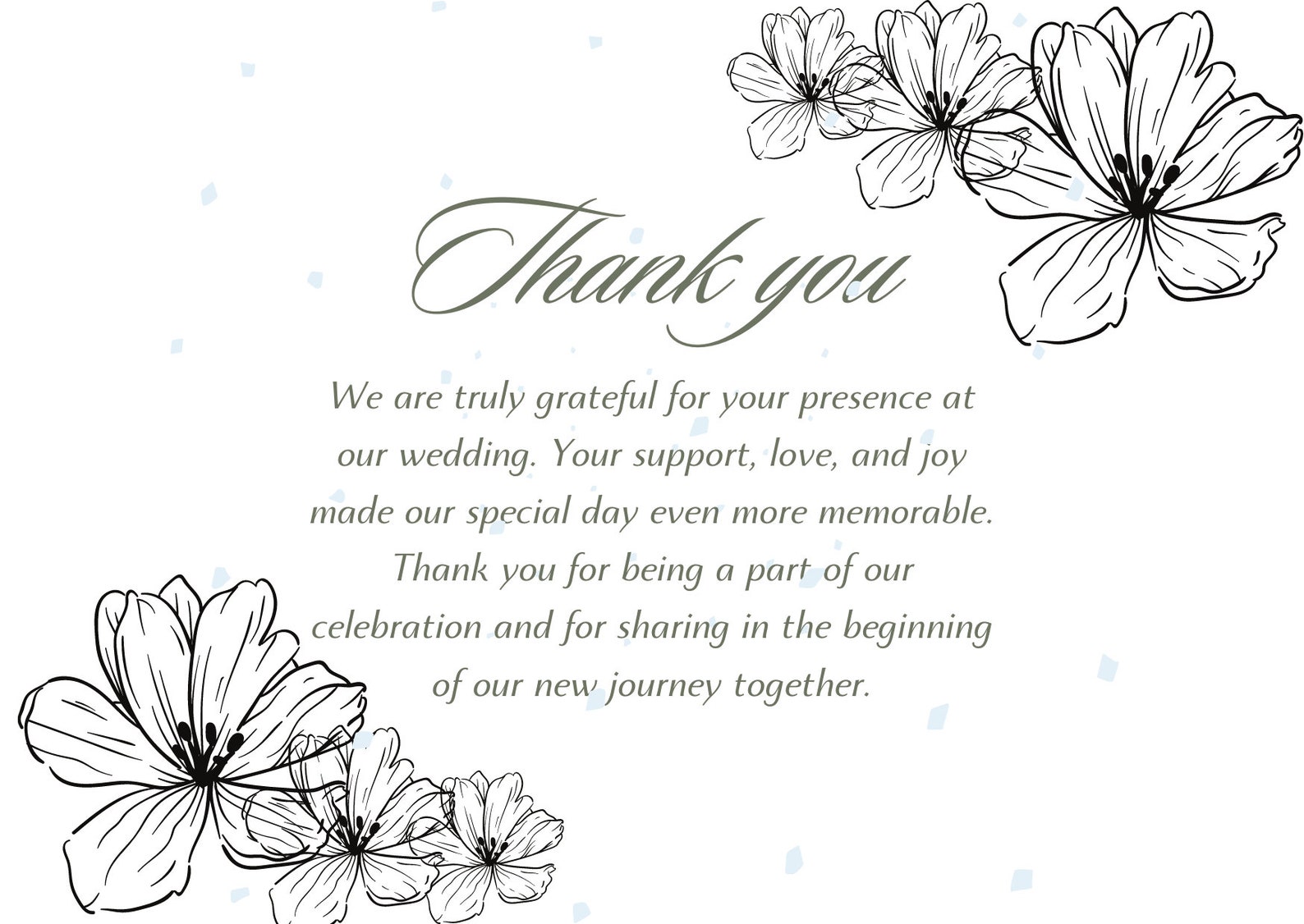 Thank You Card for Coming to Weddings With Heartfelt Message - Etsy
