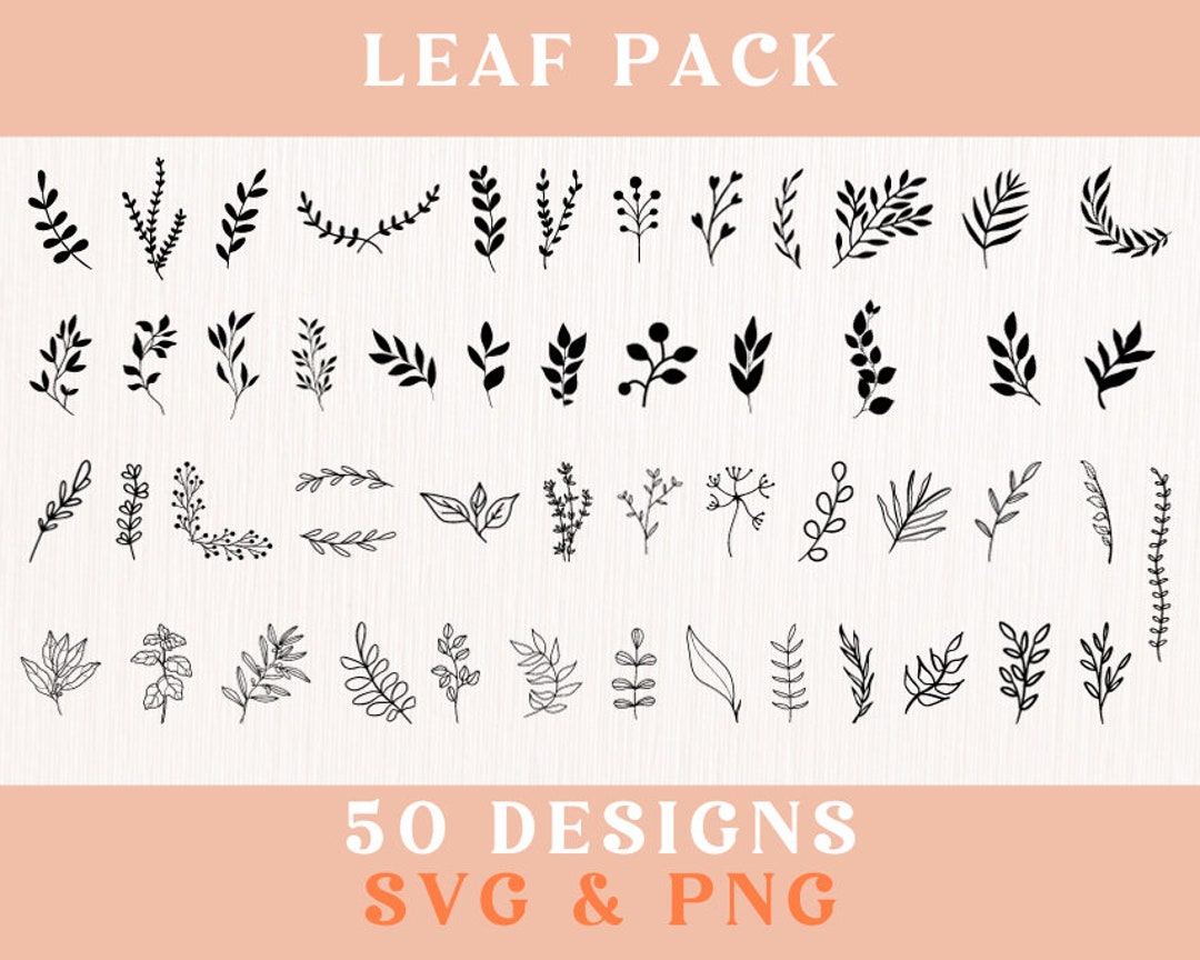 Leaf SVG Pack, Leaf PNG Pack, Leaf Outline Svg, Leaf Outline Png, Leaf ...