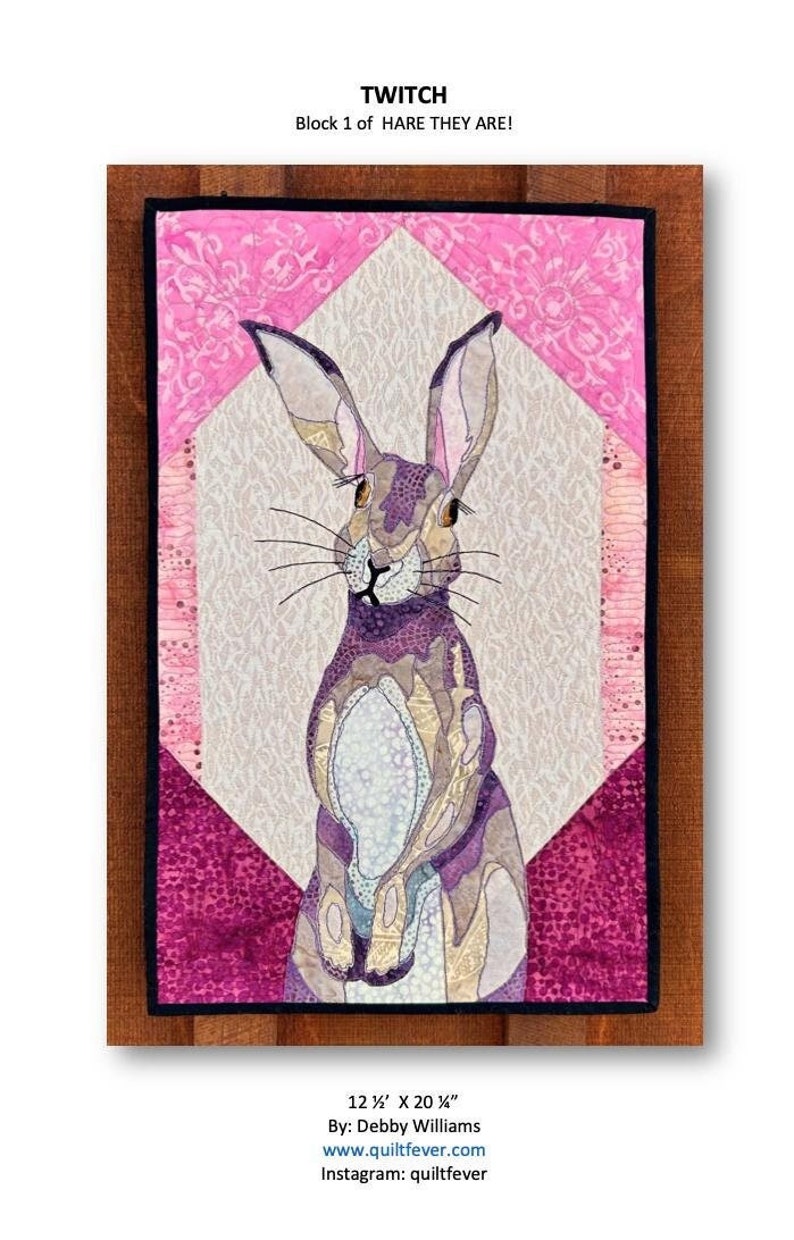 Hare Quilt Block 1 PDF Pattern: "twitch" Raw Edge Appliqué (12x20 ...