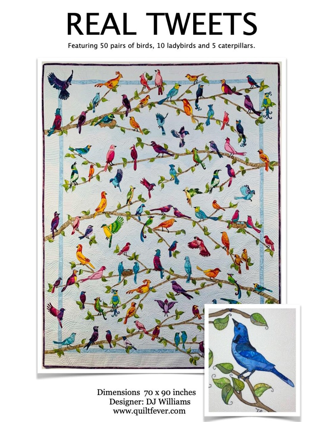 REAL TWEETS (70" X 90") PDF Quilt Pattern. 100 Adorable Birds, (50 ...