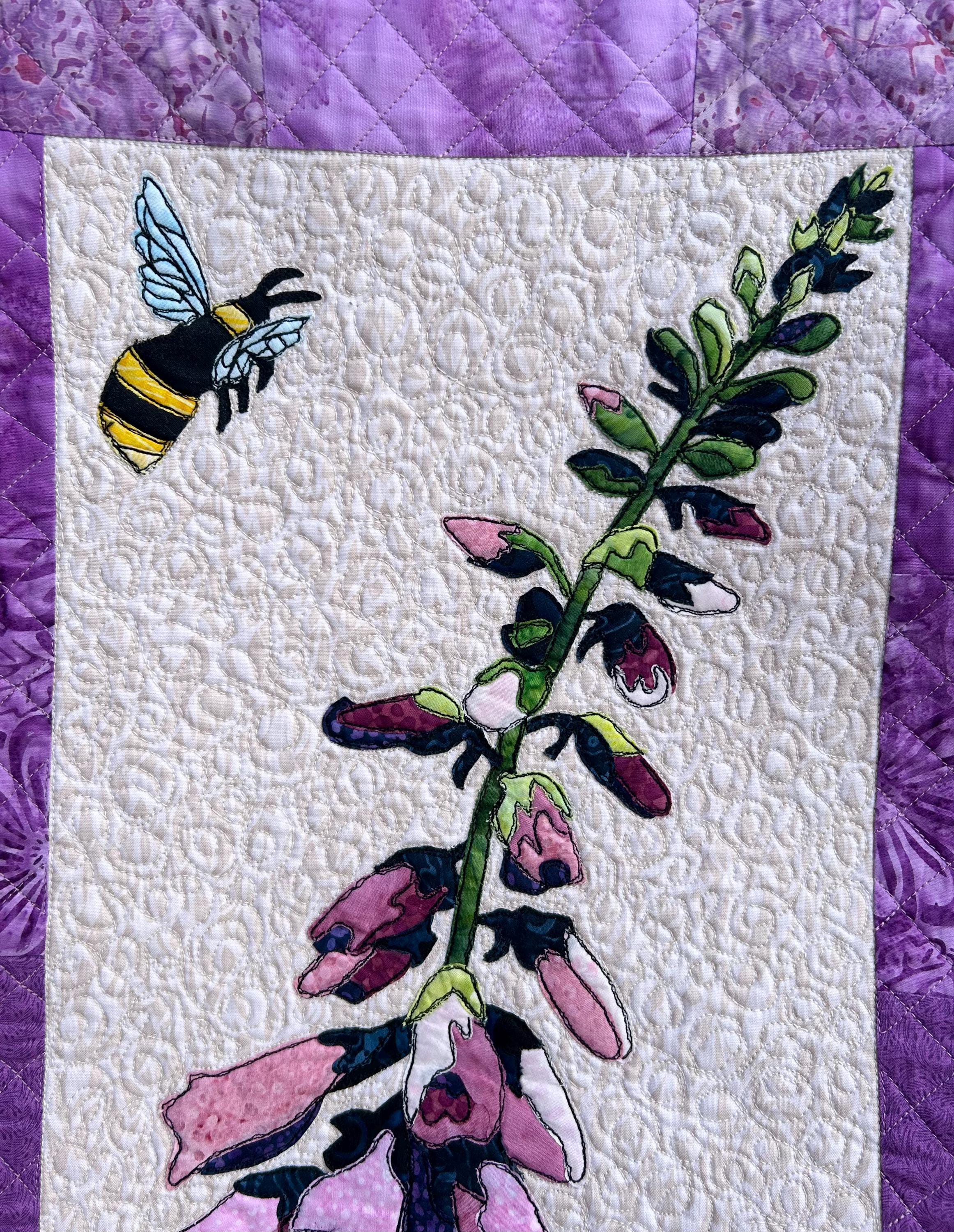 Block 2 - HARE THEY ARE! Pdf Quilt Pattern: "bee-u-tiful Foxglove" Created With Raw Edge ...