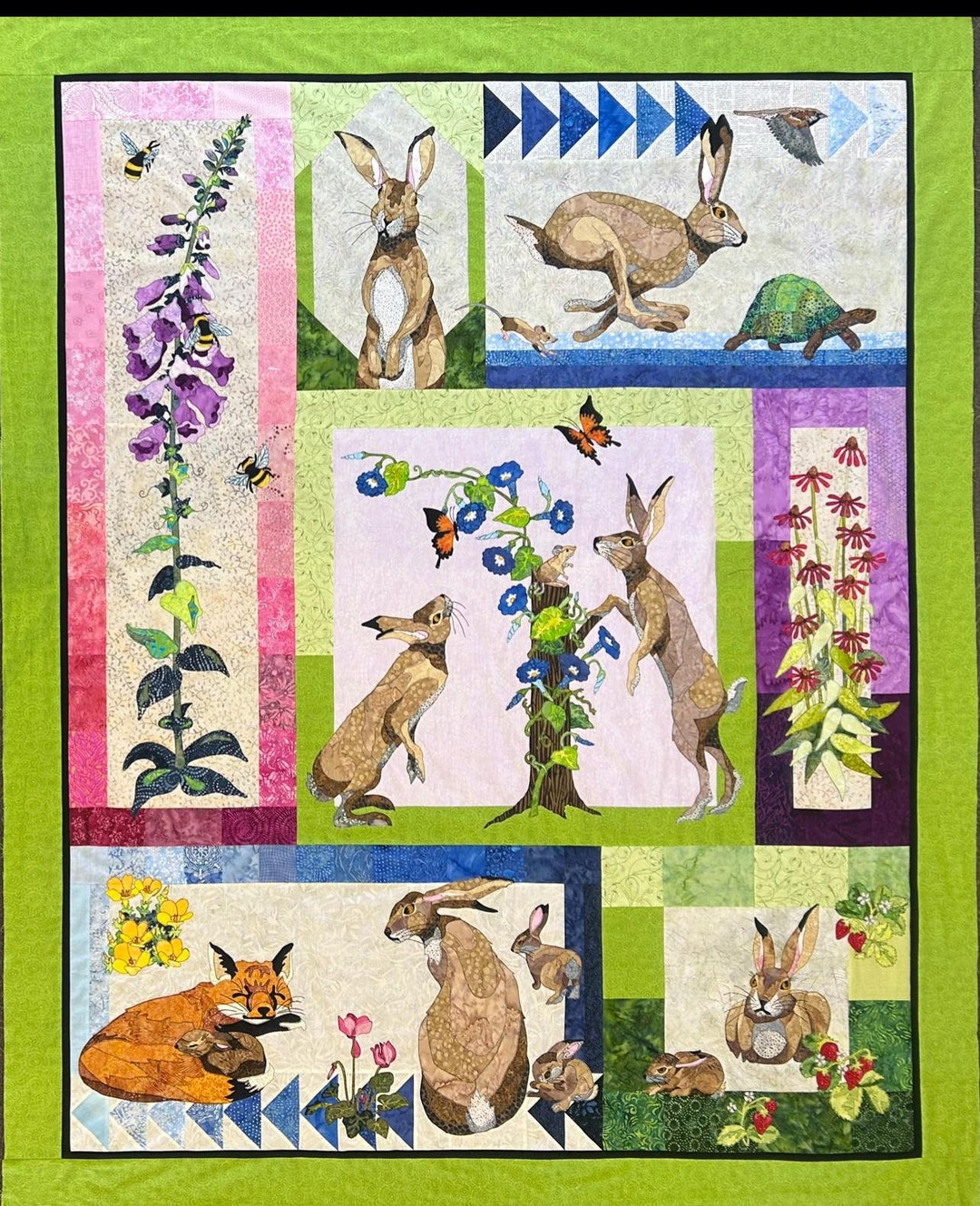 HARE THEY ARE! Pdf Bed Quilt Pattern (7 Blocks)- Raw Edge Appliqué ...