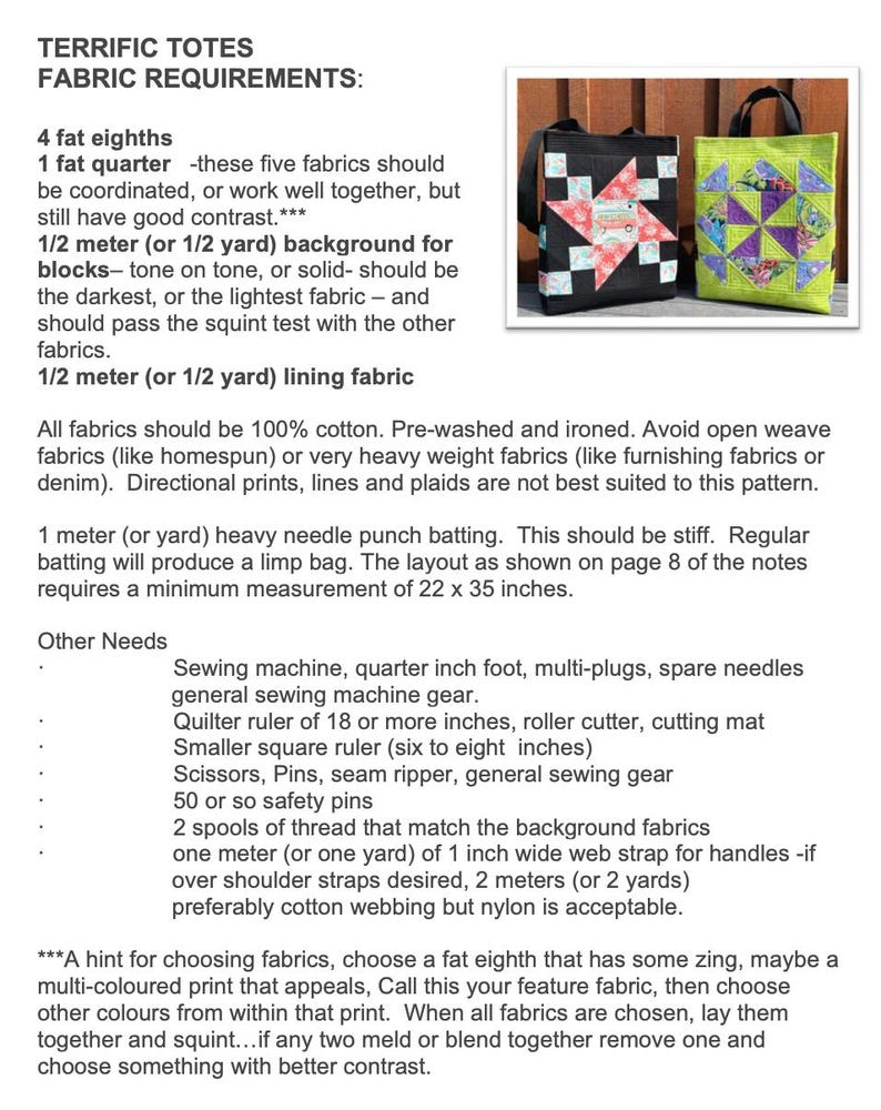 Terrific Totes- PDF Pattern for Beginners. Learn to Strip Piece, Make ...
