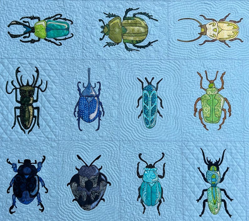 Raw Edge Appliqué PDF Quilt Pattern ‘THE BEETLES’ 45 Different Quirky ...