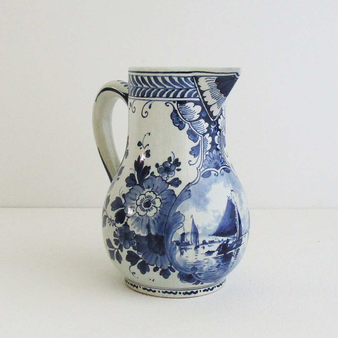 ROYAL DELFT Antique Delft Blue Jug Handmade and Hand Painted in 1920 by ...