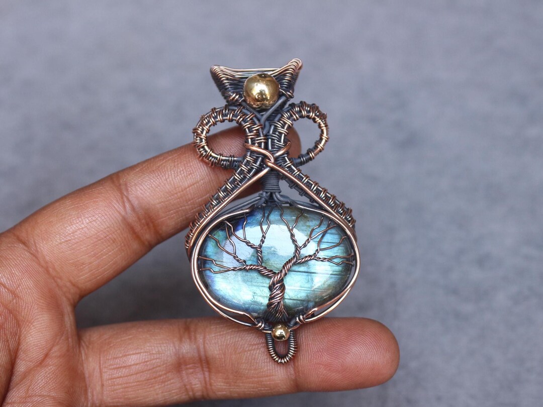 Labradorite Tree of Life Copper Wire Wrap Pendant - Handmade Boho ...