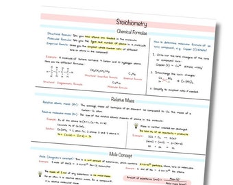 States of Matter Chemistry Notes Handwritten Summary Sheet Handout ...