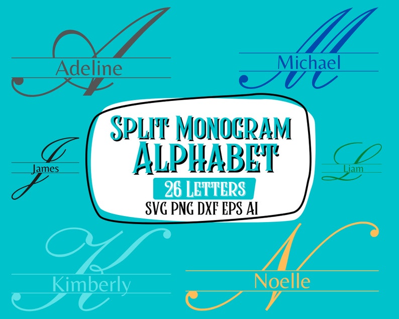 Split Monogram Alphabet SVG, DXF, PNG, Split Monogram Frame Alphabet ...