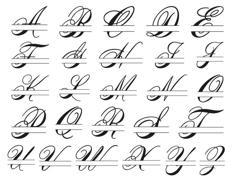 Split Monogram Alphabet Svg Dxf Png Split Monogram Frame Etsy