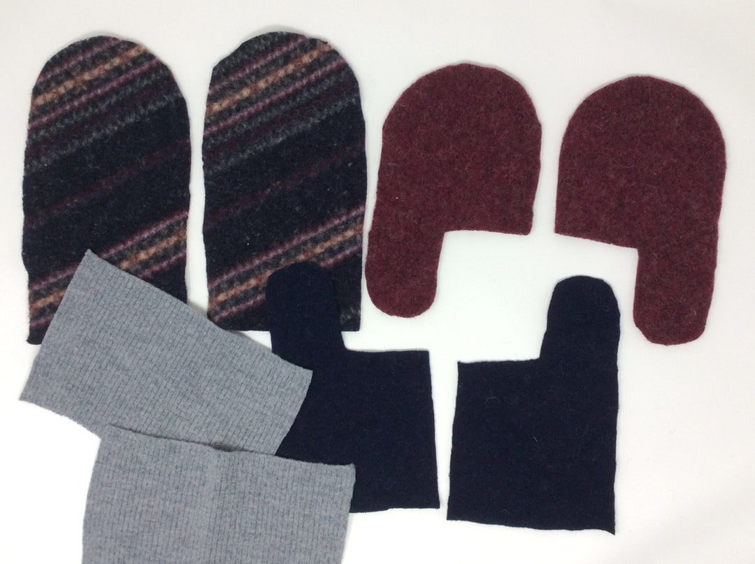 Wool Mitten Kit Felted Wool Sweater Mitten Sewing Kit and - Etsy