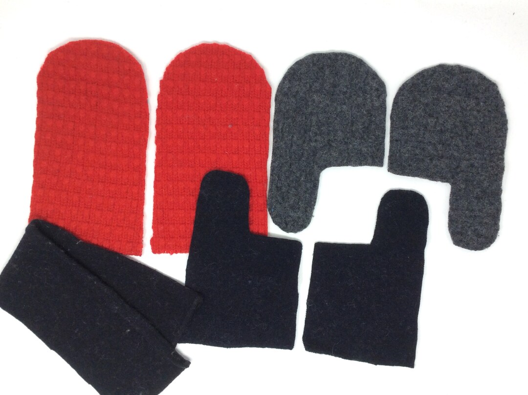 Wool Mitten Kit, Felted Wool Sweater Mitten Sewing Kit and Pattern ...