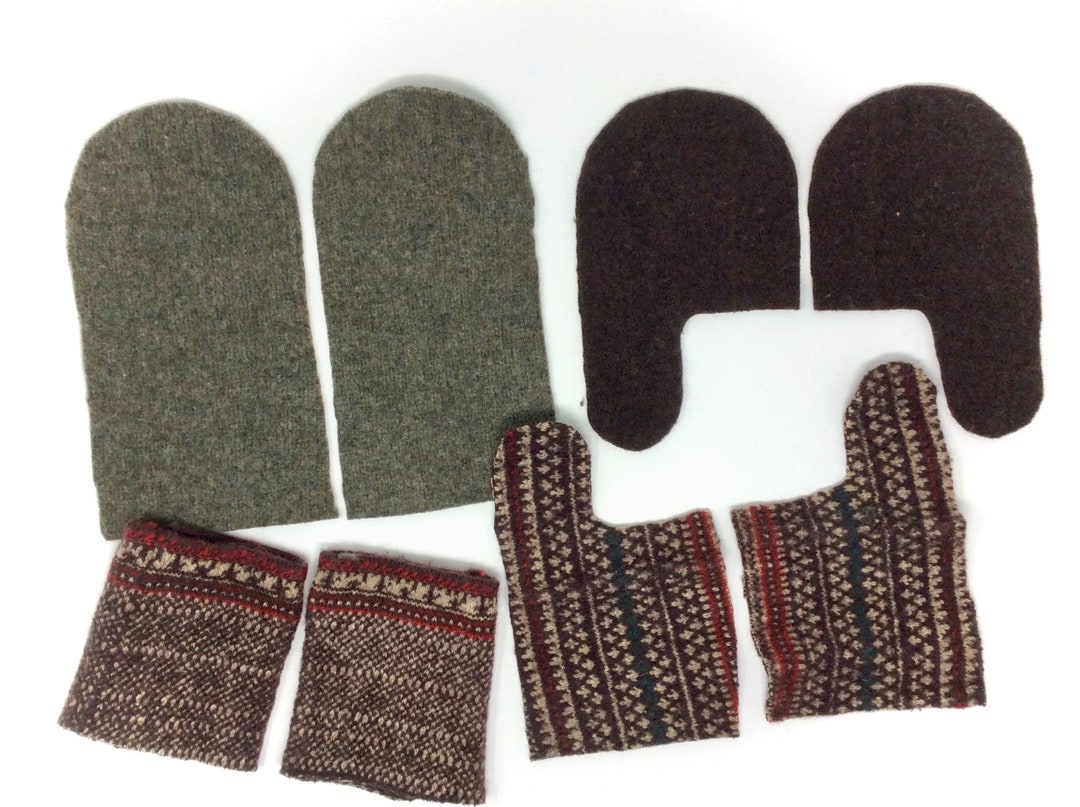 Wool Mitten Kit, Felted Wool Sweater Mitten Sewing Kit and Printed ...