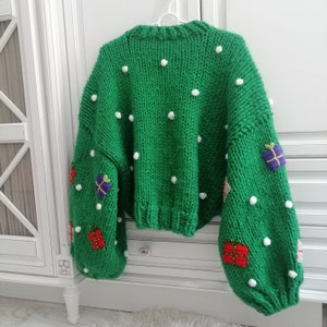 Pnkimera Santa Sweater, Hand Embroidered Cardigan Cute Christmas ...