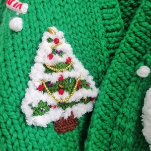 Pnkimera Santa Sweater, Hand Embroidered Cardigan Cute Christmas ...