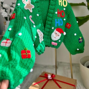 Pnkimera Santa Sweater, Hand Embroidered Cardigan Cute Christmas ...