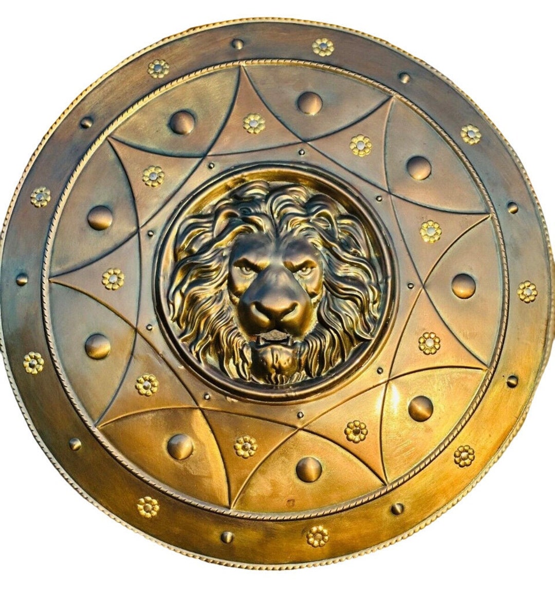 Antique Lion Face Medieval Knight Armor Solid Steel Viking Round Shield ...