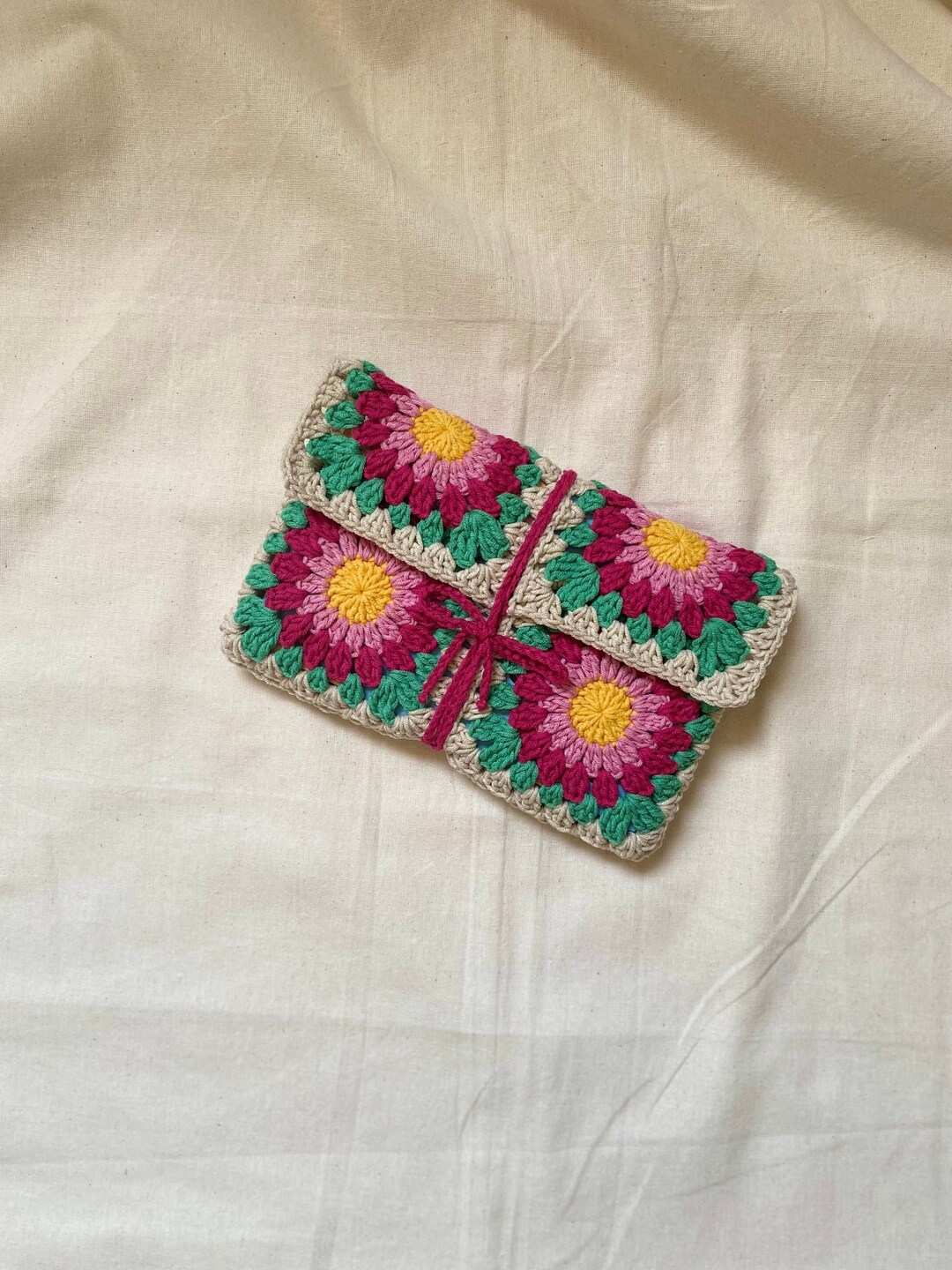 Granny Square Book Cover, Crochet Floral Book Sleeve, Handmade Book ...