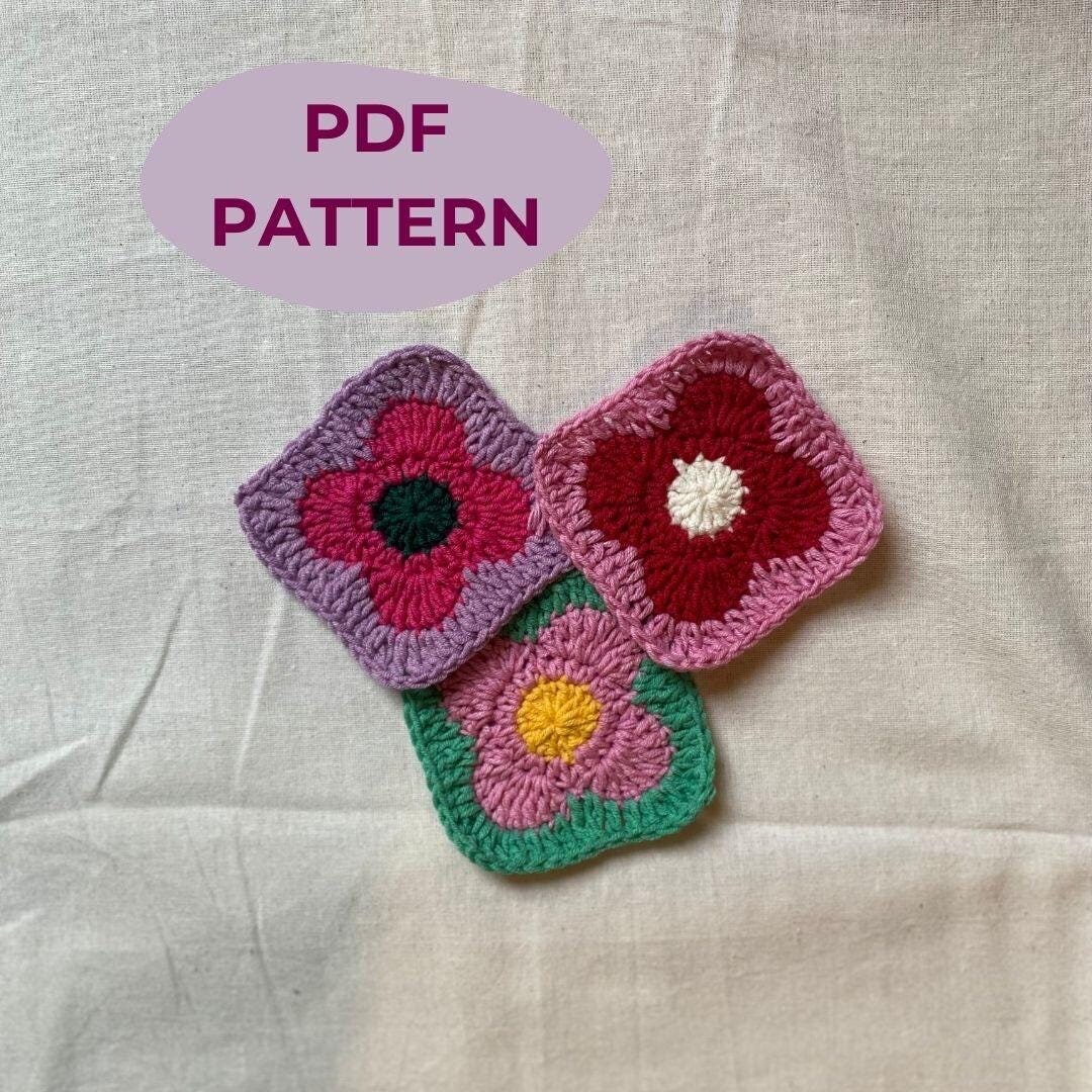 DIGITAL Granny Square Flower Pattern, Crochet Flower Pattern, Crochet ...