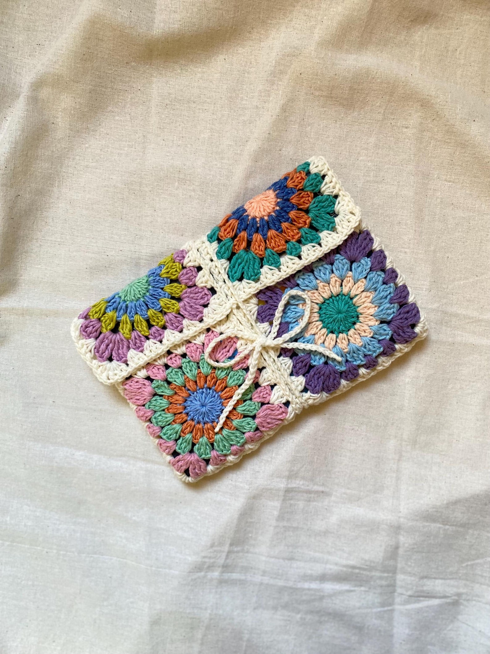 Granny Square Book Cover, Crochet Floral Book Sleeve, Handmade Book ...