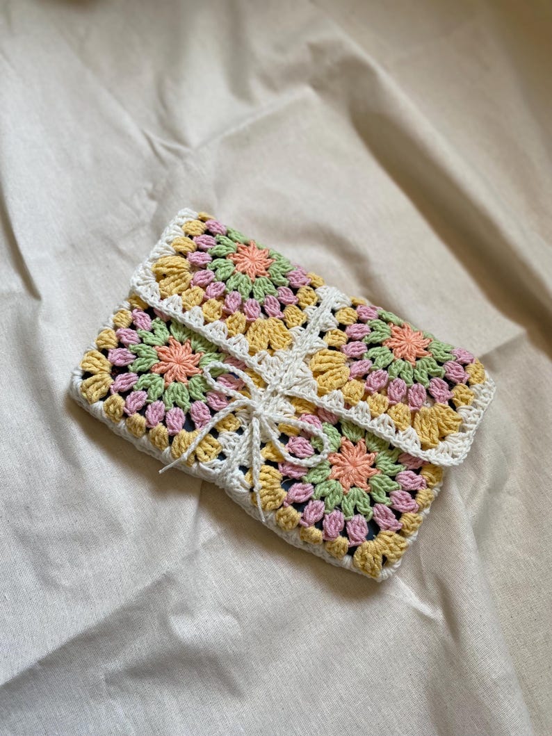 Granny Square Book Cover, Crochet Floral Book Sleeve, Handmade Book ...
