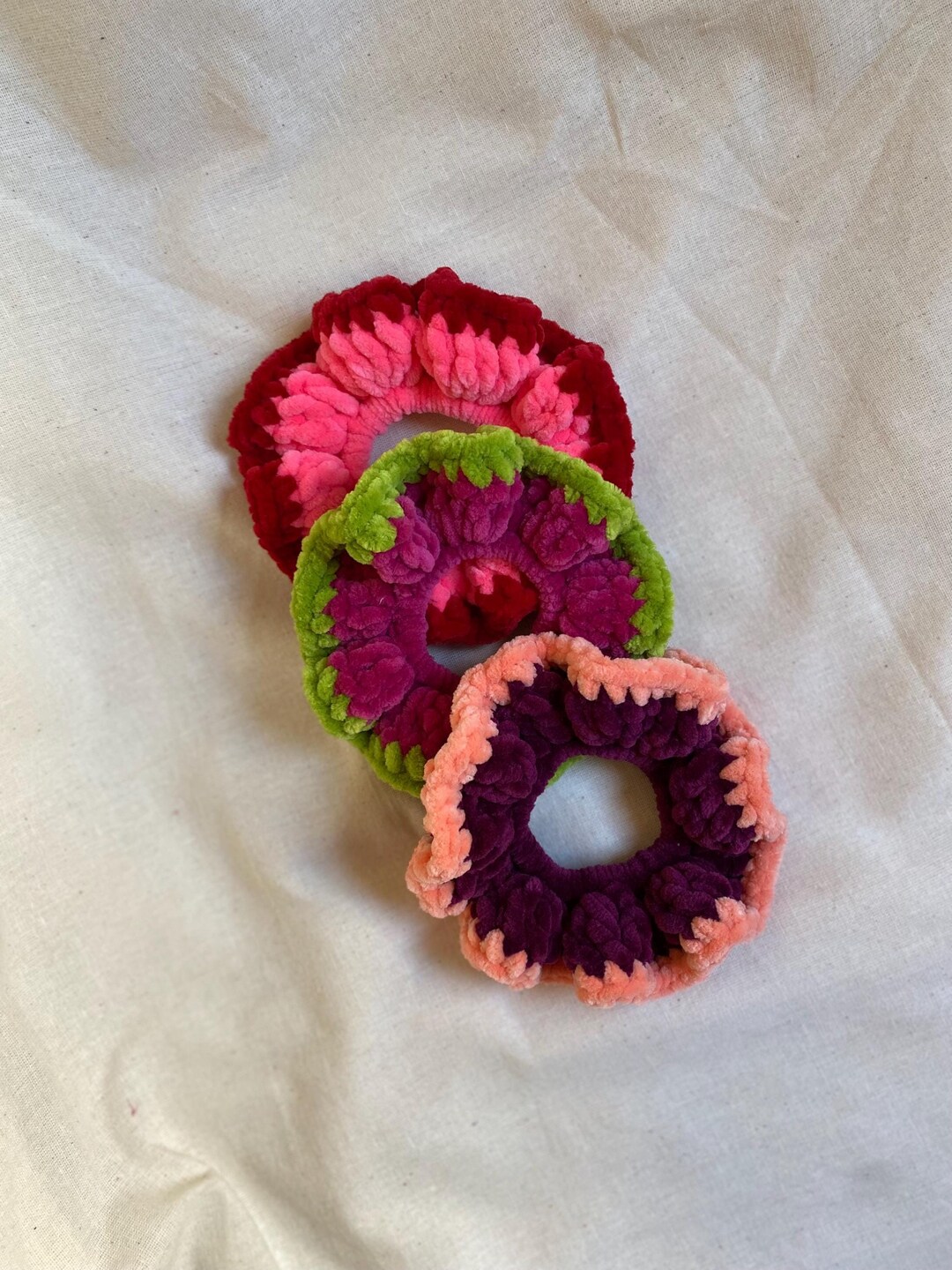 Chouchous au crochet, lot de 3 chouchous, chouchous en peluche - Etsy ...