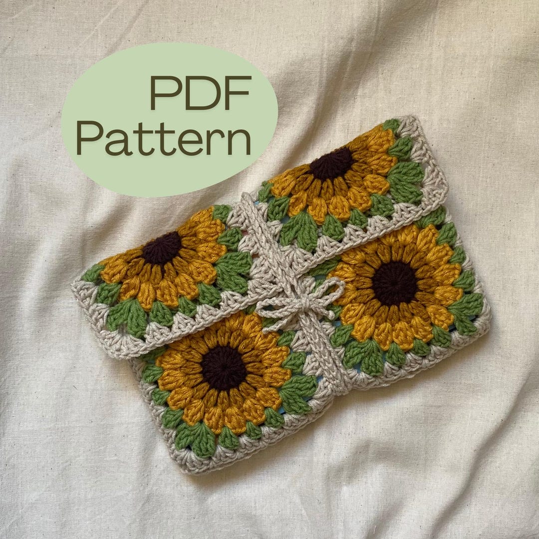 Crochet Sunflower Book Sleeve Pattern (PDF Pattern) - Etsy