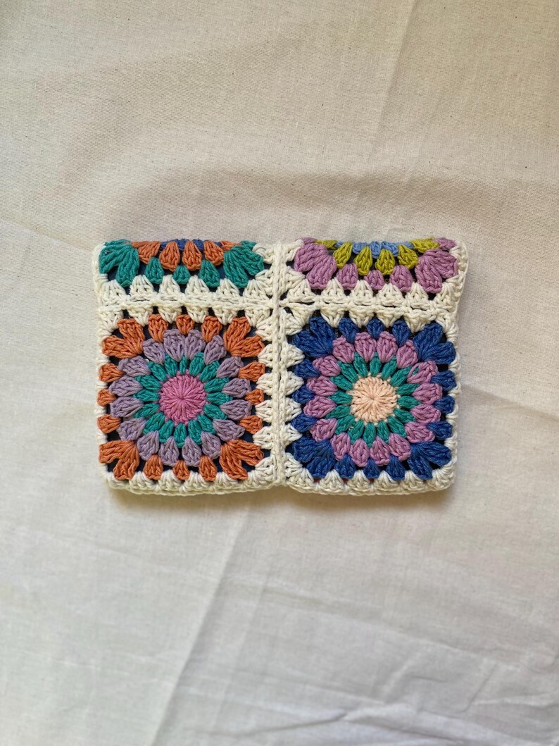 Granny Square Book Cover, Crochet Floral Book Sleeve, Handmade Book ...