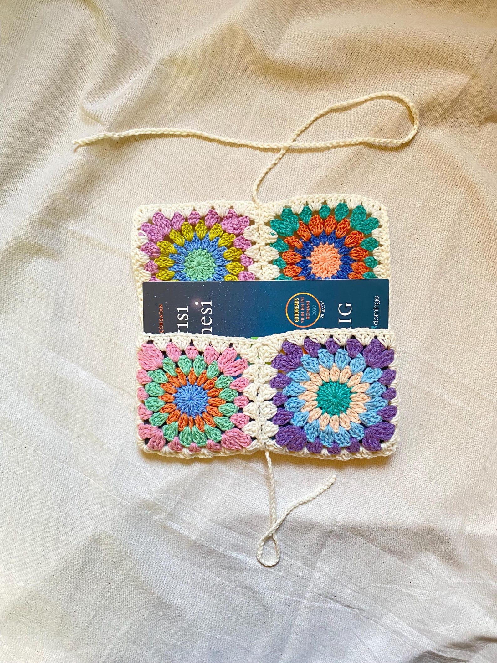 Granny Square Book Cover, Crochet Floral Book Sleeve, Handmade Book ...