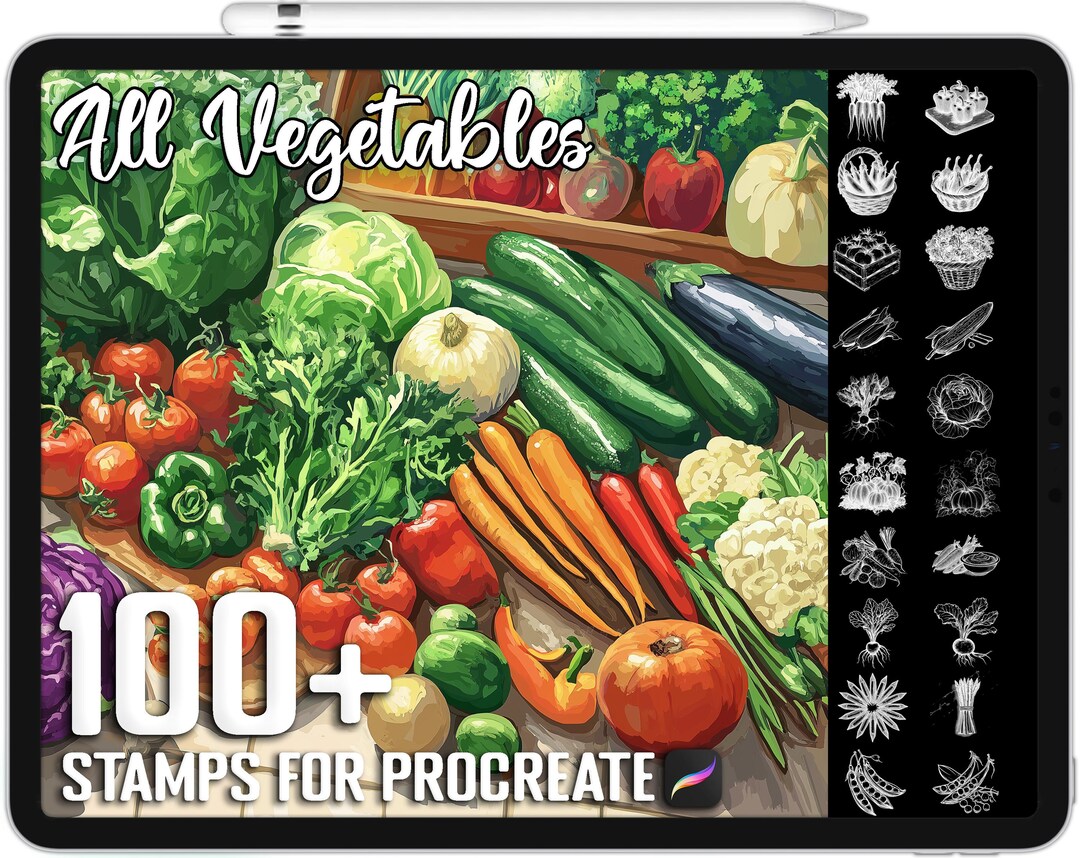 100+ Procreate All Vegetables Stamps, Realistic Brushes for Procreate ...