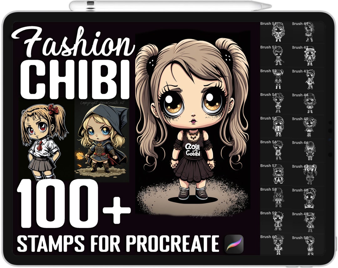 100+ Procreate Chibi Fashion Dressing Stamps, Chibi Fashion Brushes for ...