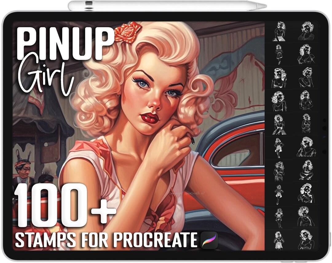 100+ Procreate Pinup Girl Stamps, Men Hairstyle Brushes for Procreate, Instant Digital Download ...