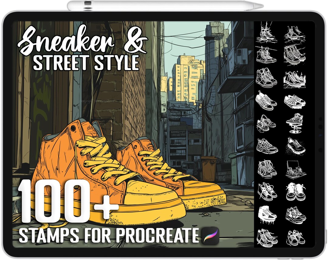 100+ Procreate Sneaker & Street Style Scene Stamps, Realistic Brushes ...