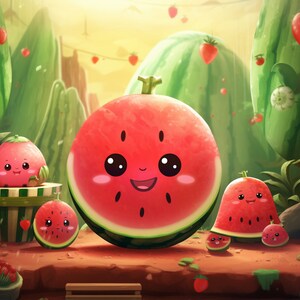 100+ Procreate Kawaii Watermelon Stamps, Unique Realistic Cute ...