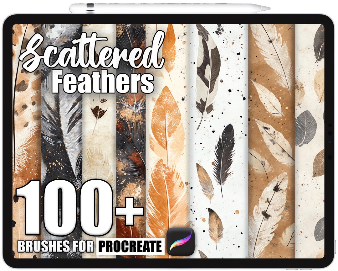 100+ Procreate Scattered Feathers Brushes, Realistic Texture Brushes ...