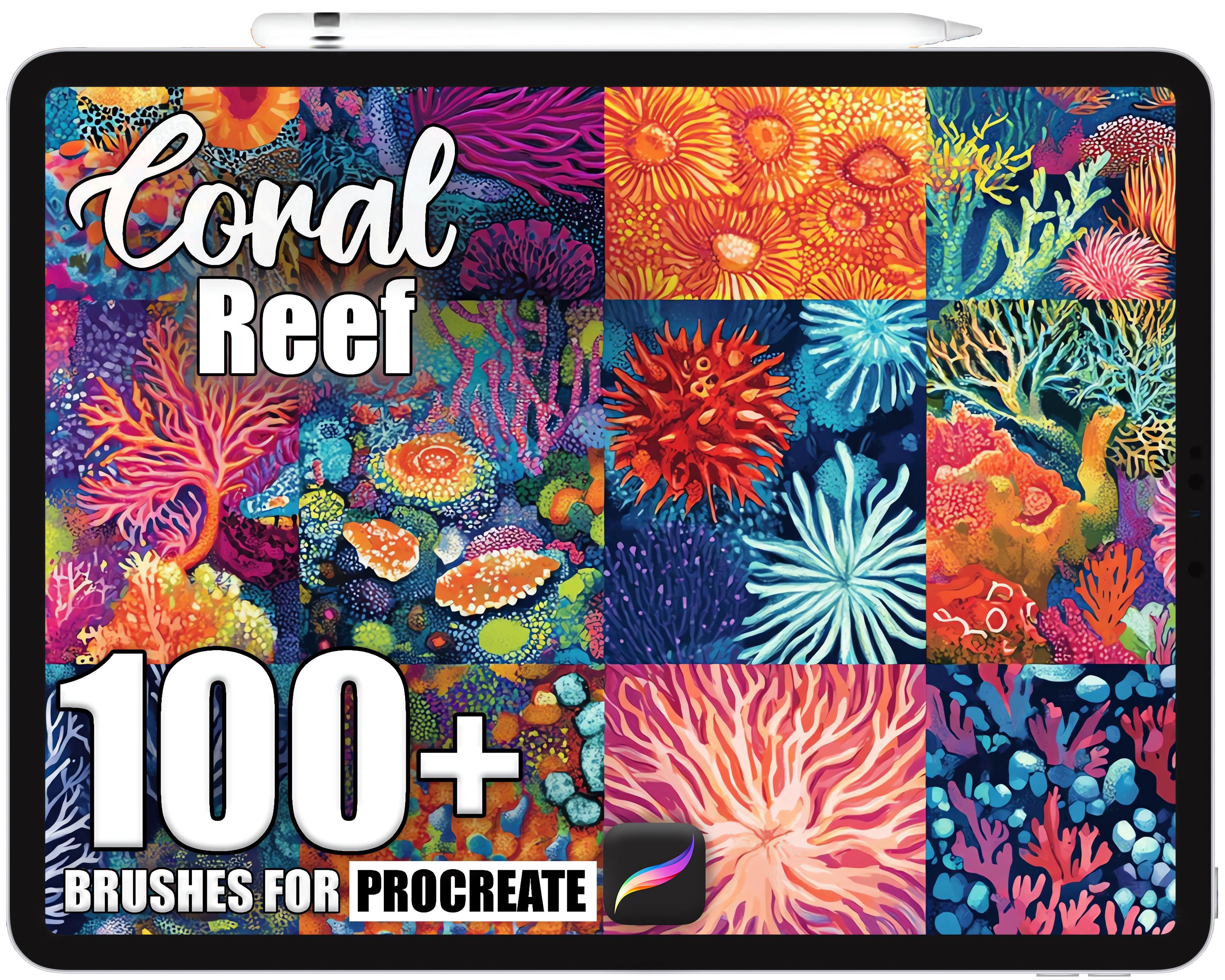 100+ Procreate Coral Reef Brushes, Realistic Texture Brushes for ...