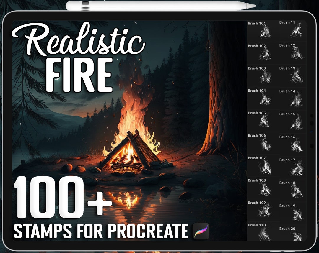 Procreate Realistic Fire Stamps, Fire Brushes for Procreate, Instant ...