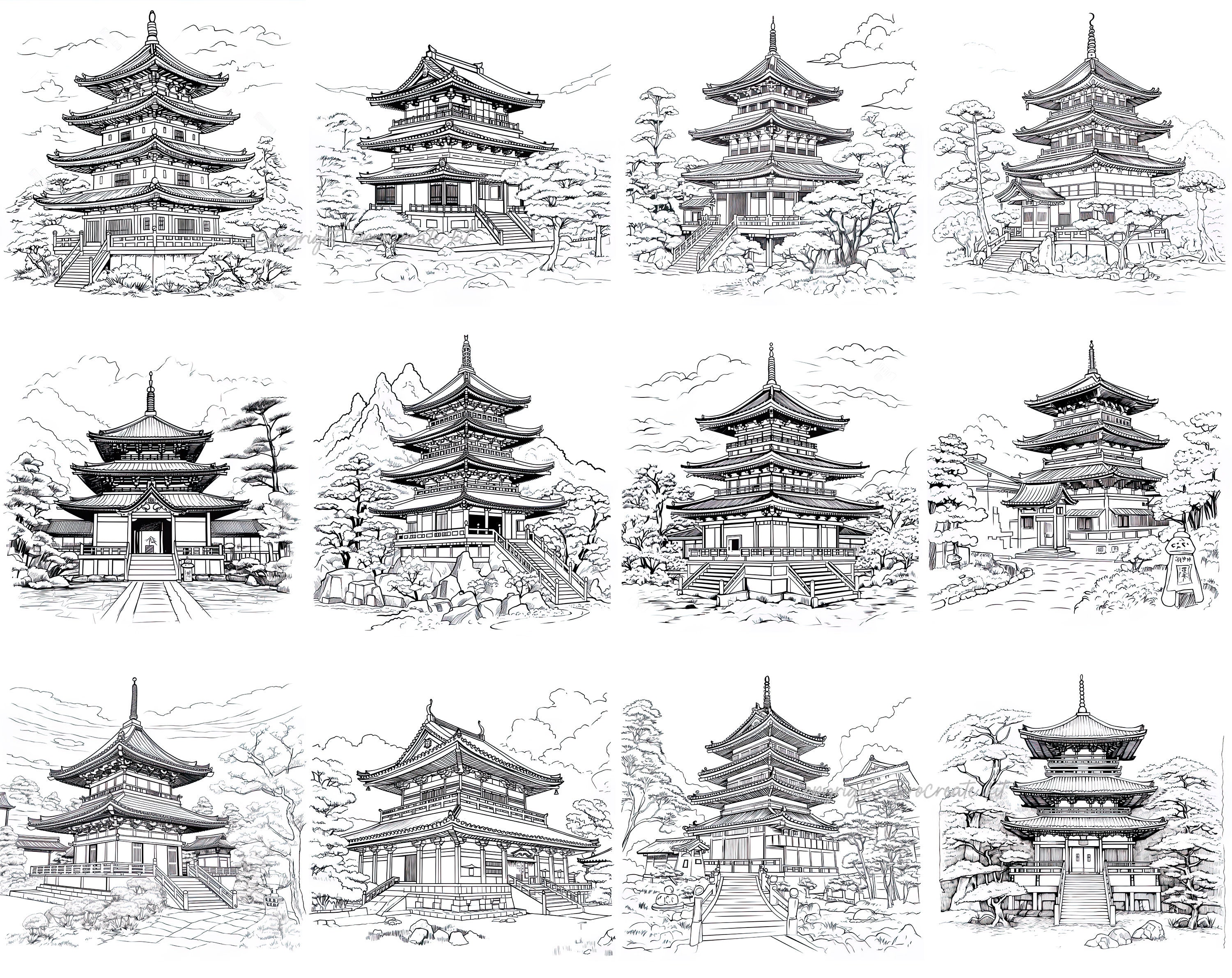 100+ Procreate Japanese Temple Stamps, Japanese Temple Brushes for ...