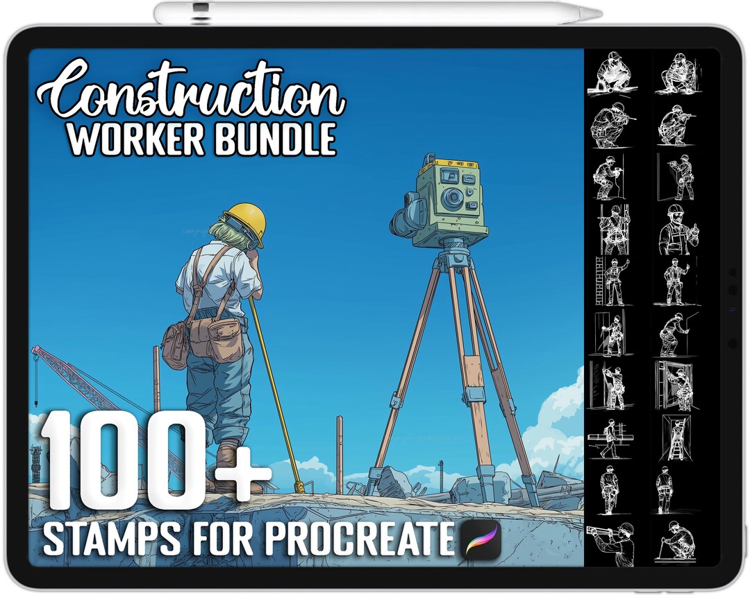 100+ Procreate Construction Worker Stamps, Realistic Brushes for ...