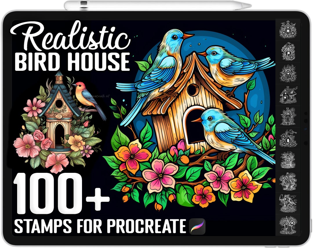 100+ Procreate Bird House Stamps, Nest Brushes for Procreate, Instant ...
