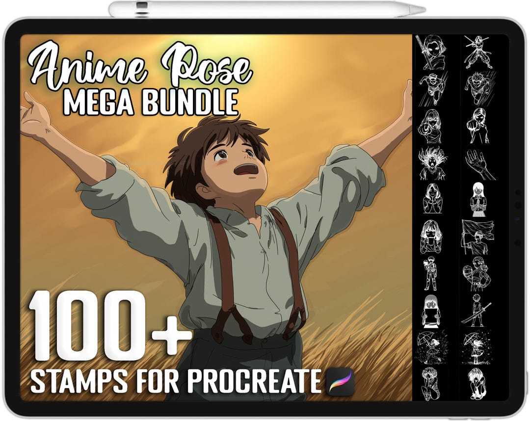 100+ Procreate Anime Poses Stamps, Realistic Brushes for Procreate ...