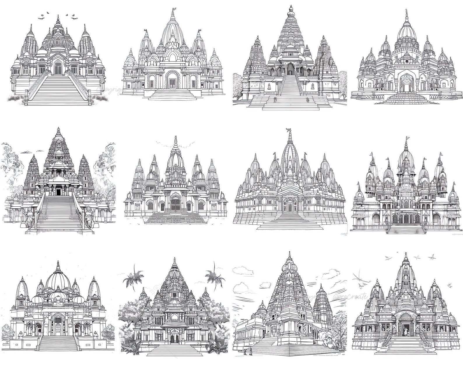 100+ Procreate Indian Temple Stamps, Indian Temple Brushes for ...