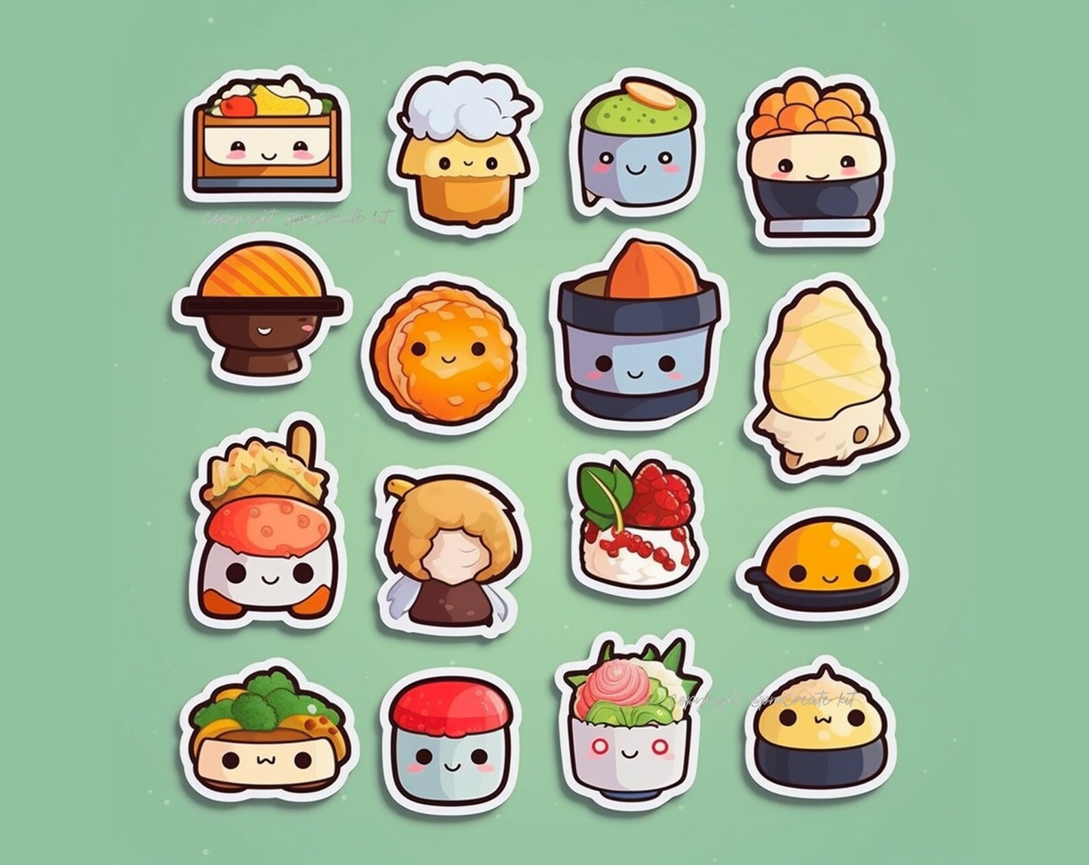 100+ Procreate Kawaii Food Items Stamps, Cute Kawaii Food Brushes for ...