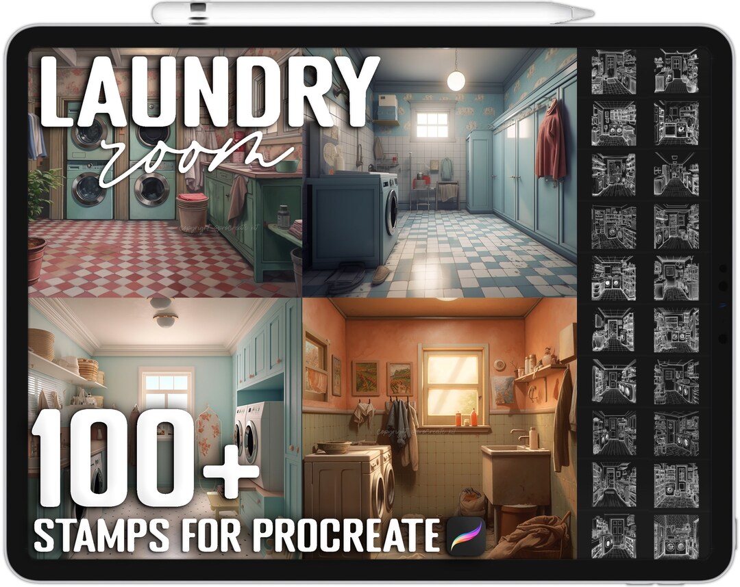 100+ Procreate Laundry Room Stamps, Laundry Room Brushes for Procreate ...