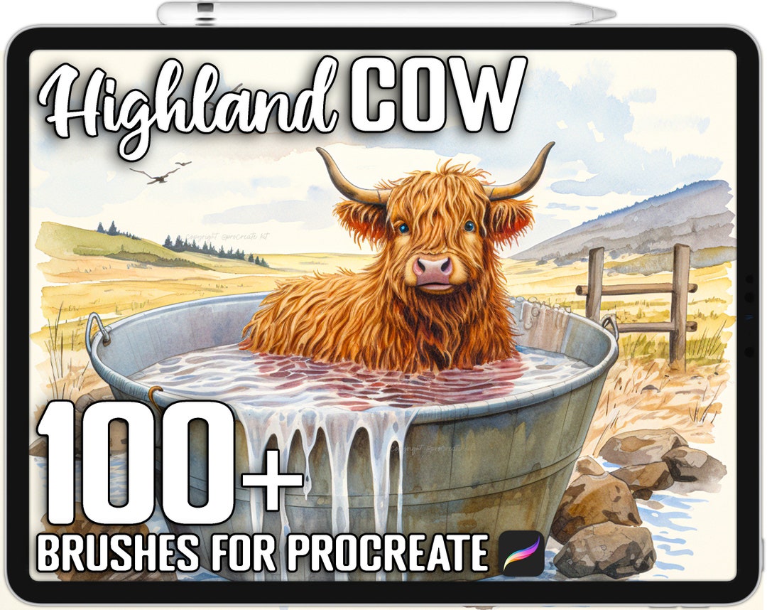 100+ Procreate Highland Cow Stamps, Highland Cow Guide Bundle for ...