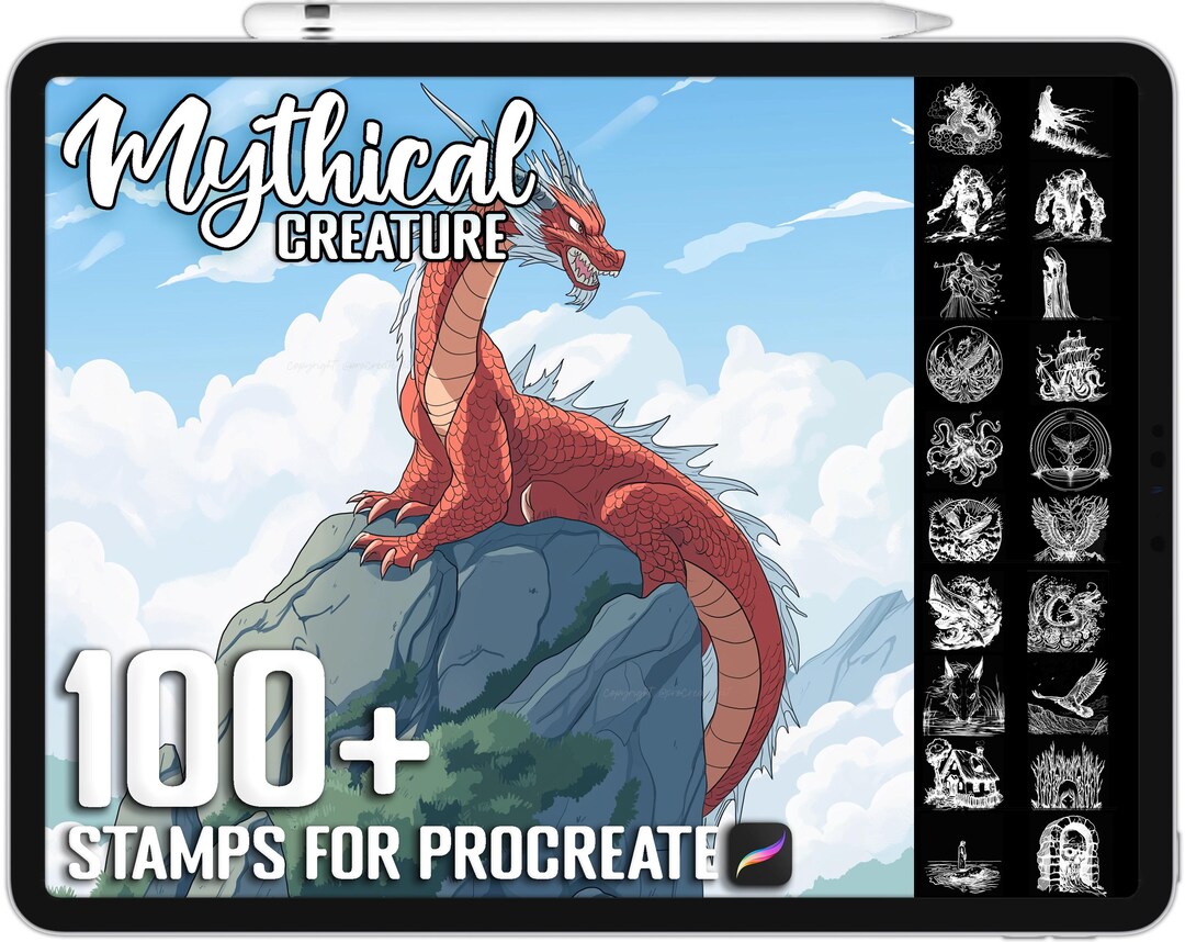 100+ Procreate Mythical Creature Stamps, Brushes for Procreate, Instant ...