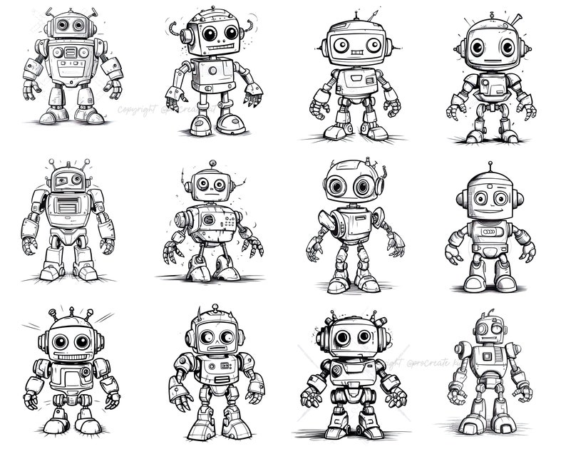100+ Procreate Cartoon Robot Stamps, Robot Brushes for Procreate ...