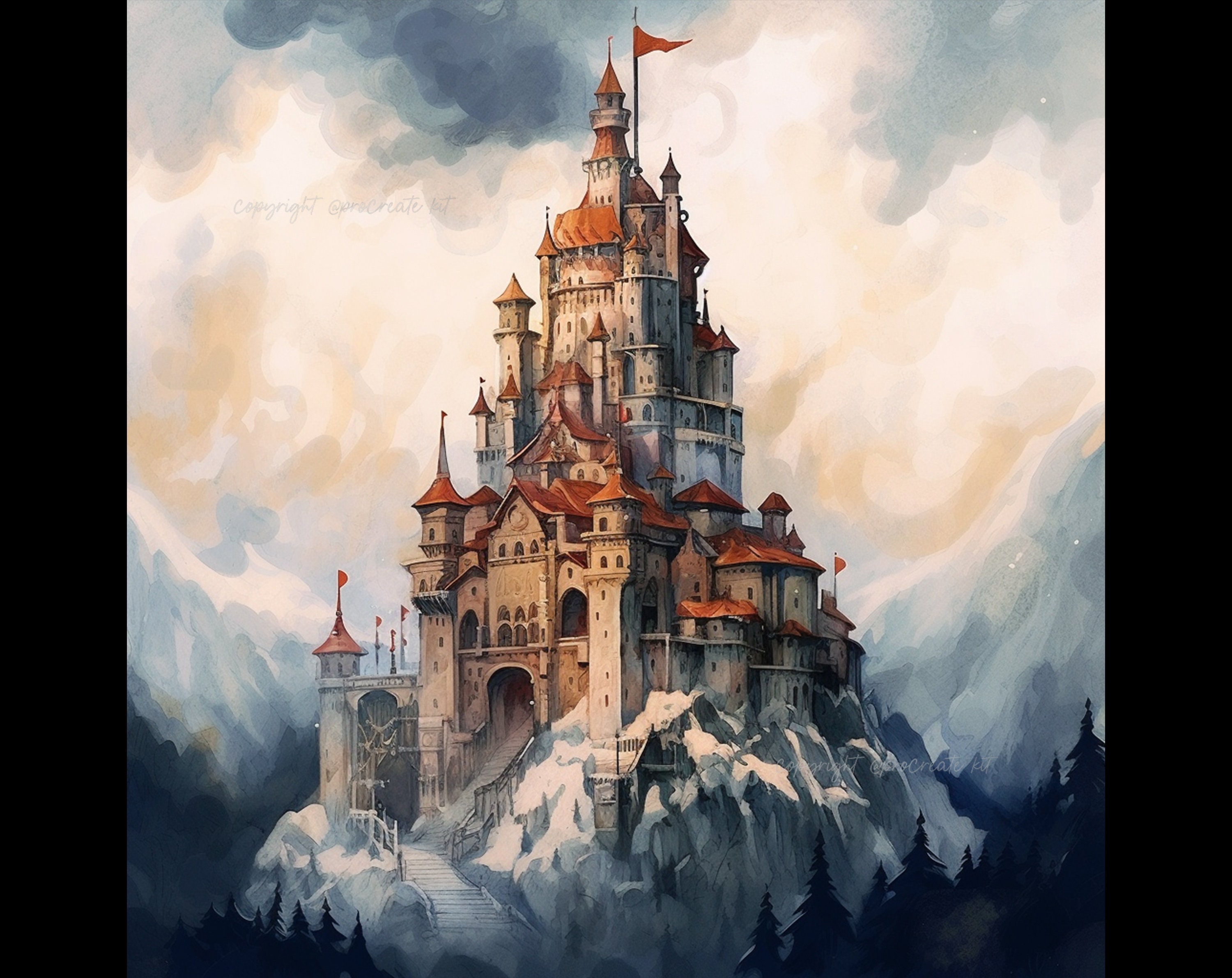 100+ Procreate Castle Stamps, Castle Brushes for Procreate, Instant ...