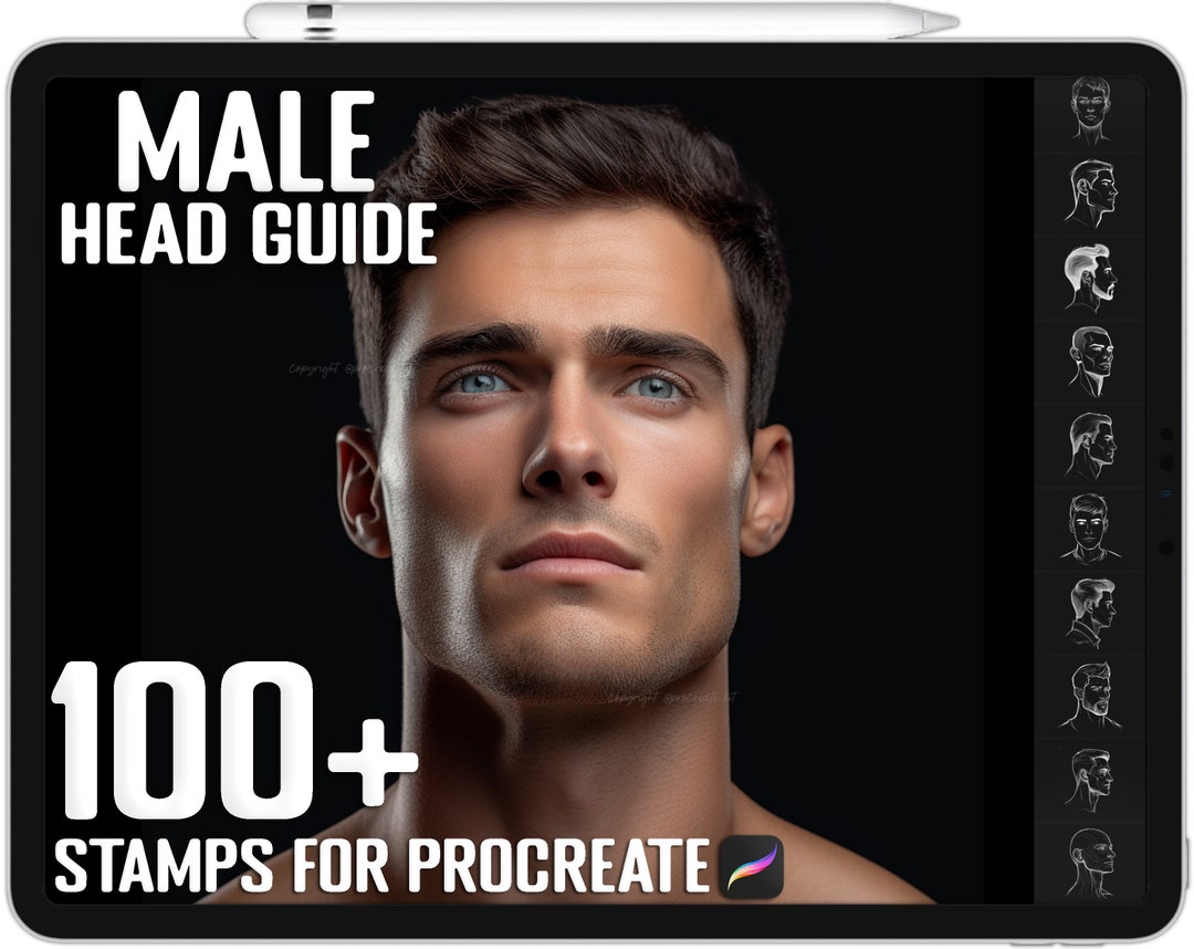 100+ Procreate Male Head Guide Stamps, Male Head Guide Brushes for ...