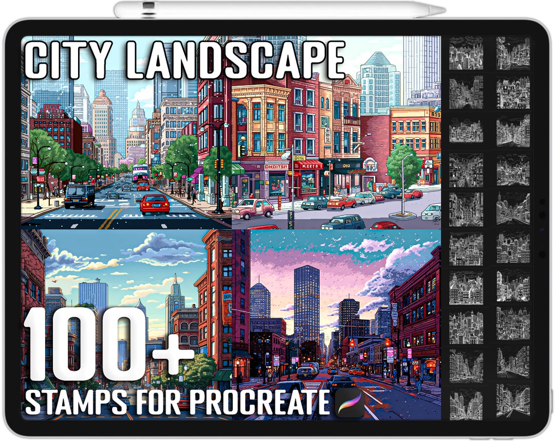 100+ Procreate City Landscape Stamps, Realistic City Brushes for ...