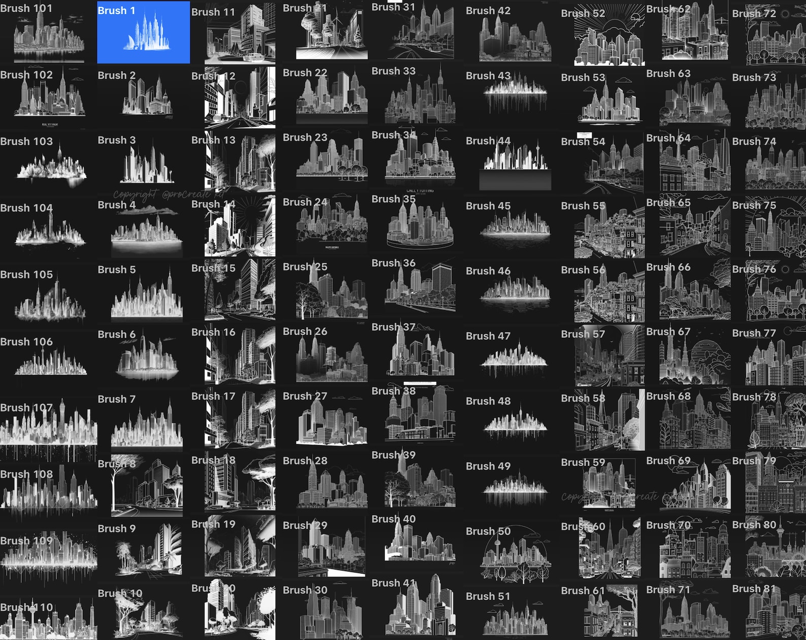 100+ Procreate City Scape Stamps, Unique City Scape Guide Brushset ...